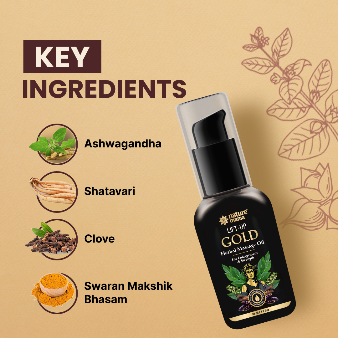 Lift-up Gold Herbal Massage Oil For Men-Enjoy Better Intimacy – NatureMania